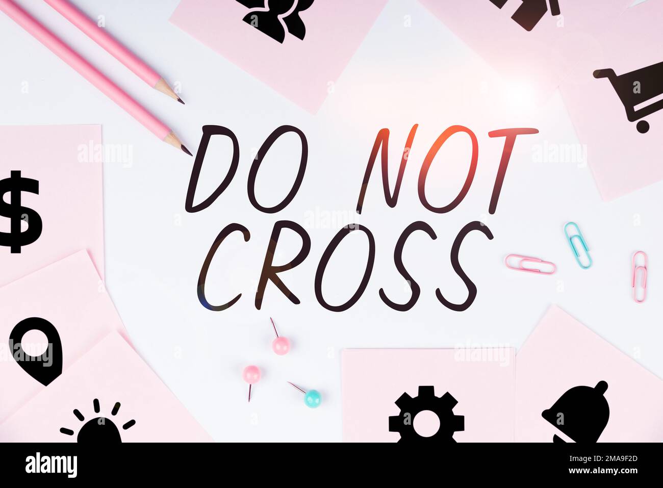 Conceptual caption Do Not Cross. Concept meaning Crossing is forbidden dangerous caution warning ...