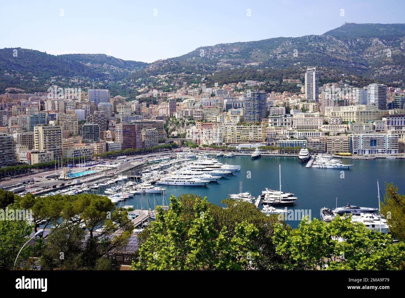 Monaco panoramic view with Monte Carlo harbour and yachts Stock Photo ...