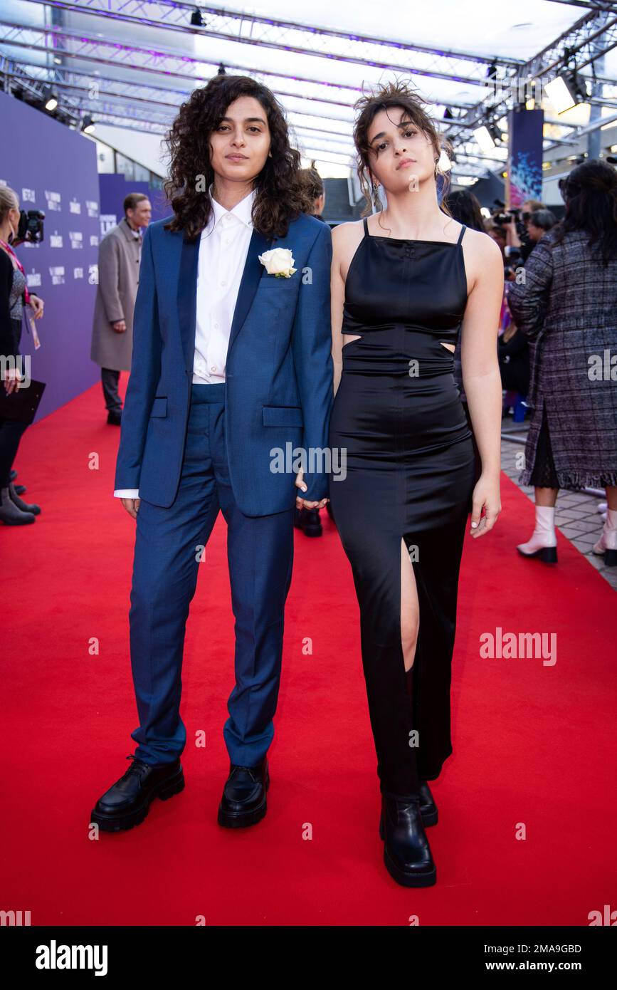 Manal Issa, left, and Nathalie Issa pose for photographers upon arrival ...