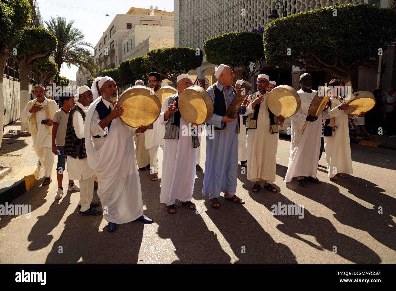 Libyans celebrate the birth of the Muslim Prophet Muhammad by marching ...