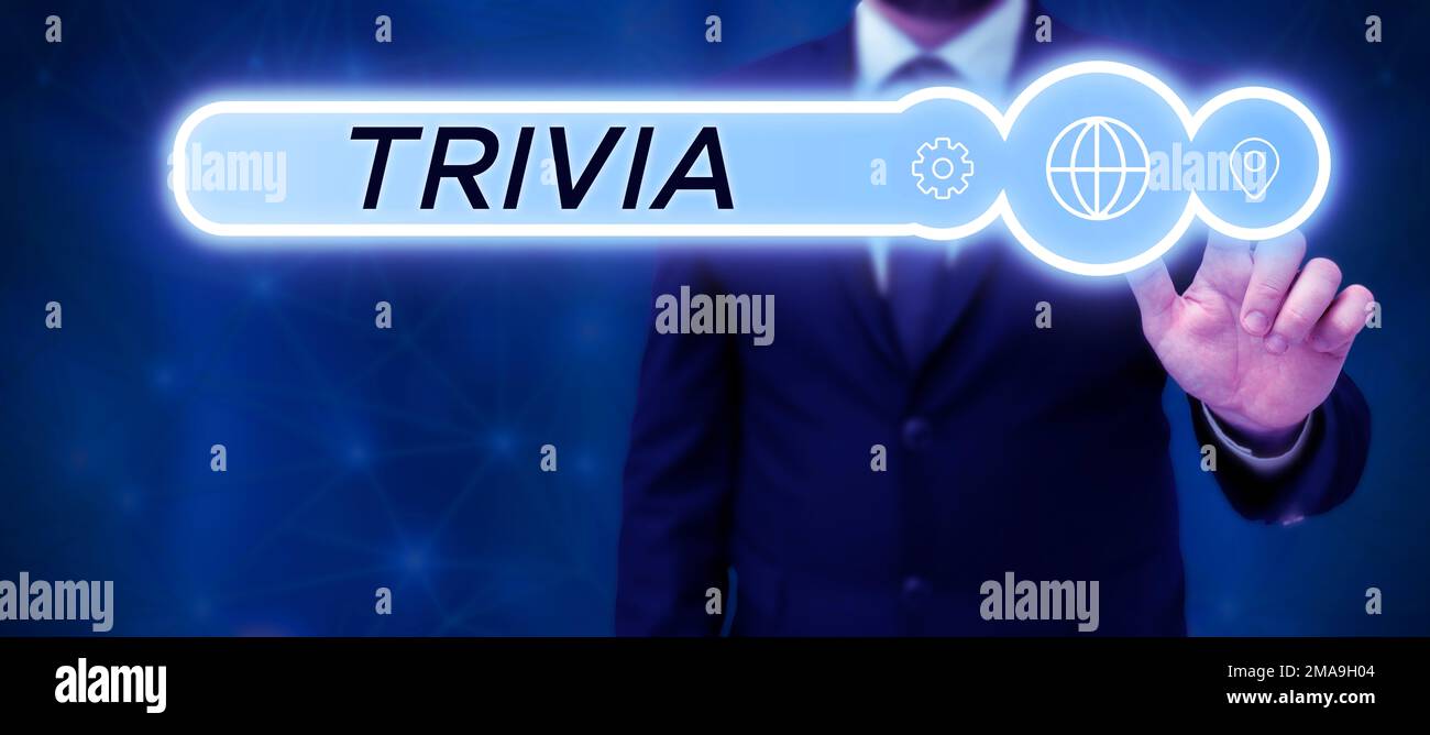 Sign displaying Trivia. Word for details considerations pieces ...