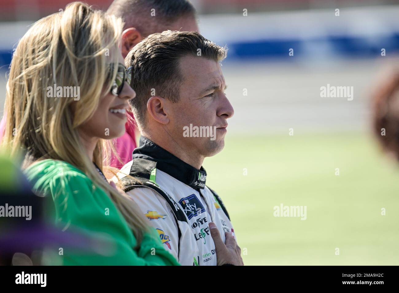AJ Allmendinger looks on prior to a NASCAR Xfinity auto race at ...