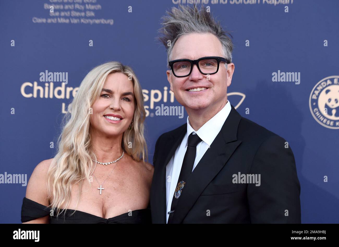 Mark Hoppus, right, and Skye Hoppus arrive at the 2022 Children's ...