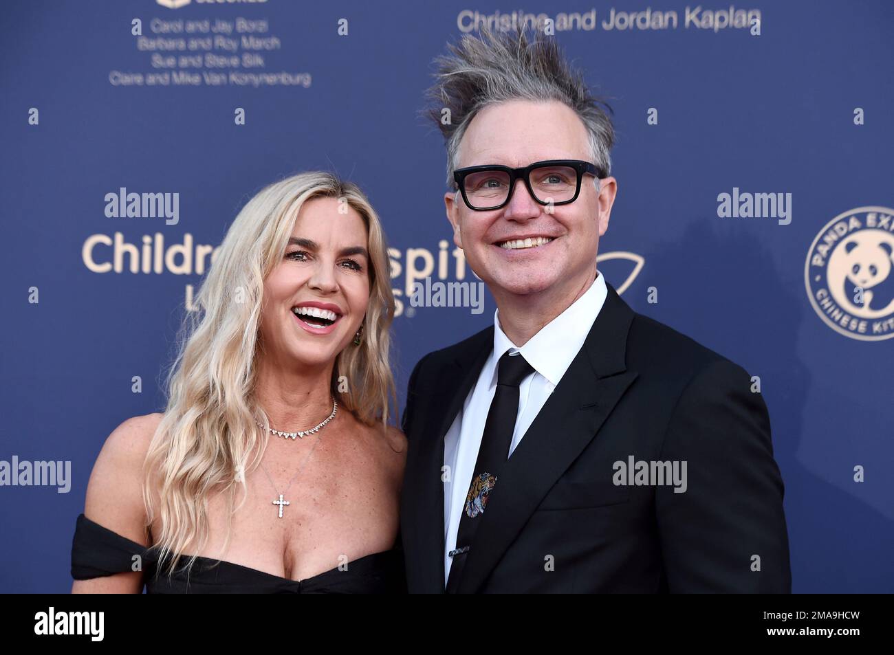 Mark Hoppus, right, and Skye Hoppus arrive at the 2022 Children's ...