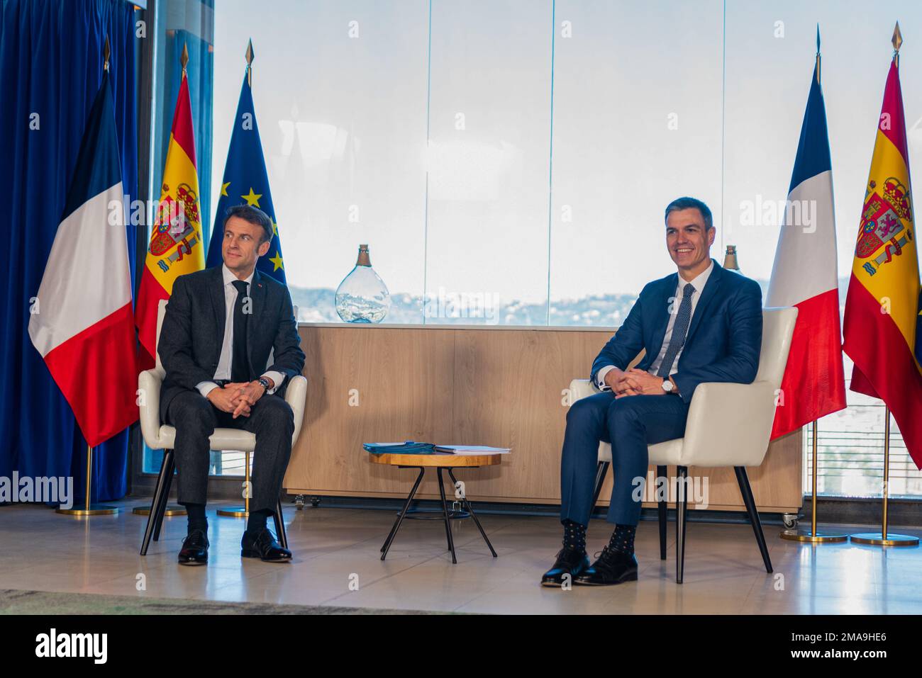 Barcelona, Spain. 19th Jan, 2023. Spanish President Pedro S·nchez and ...