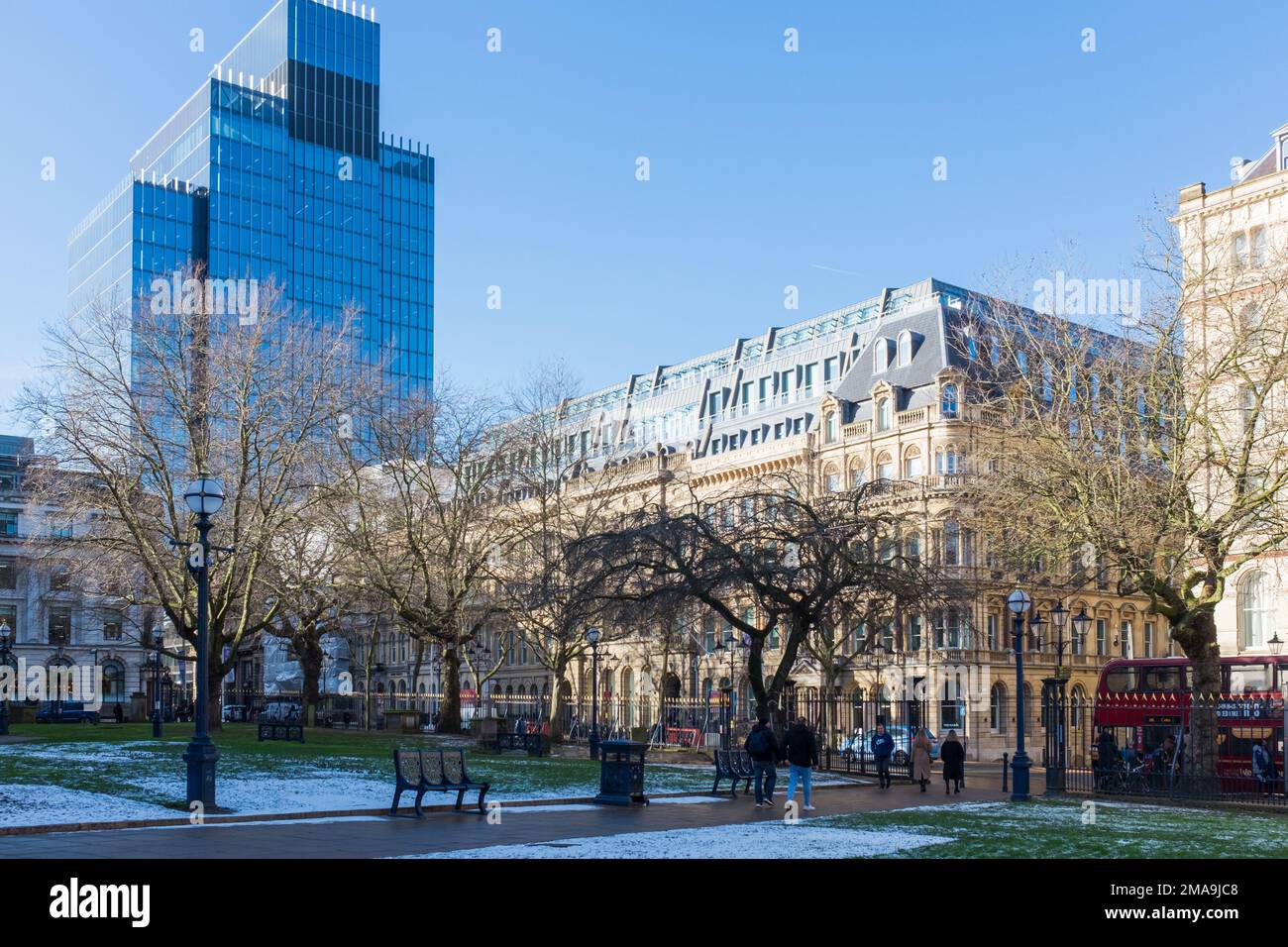 Colmore Row in Birmingham city centre with St Phillips Cathedral and ...
