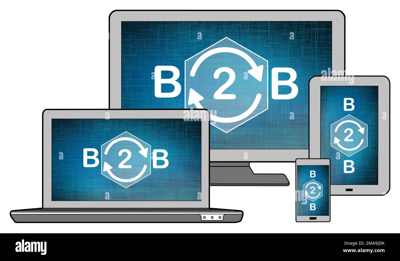 B2b concept shown on different information technology devices Stock ...