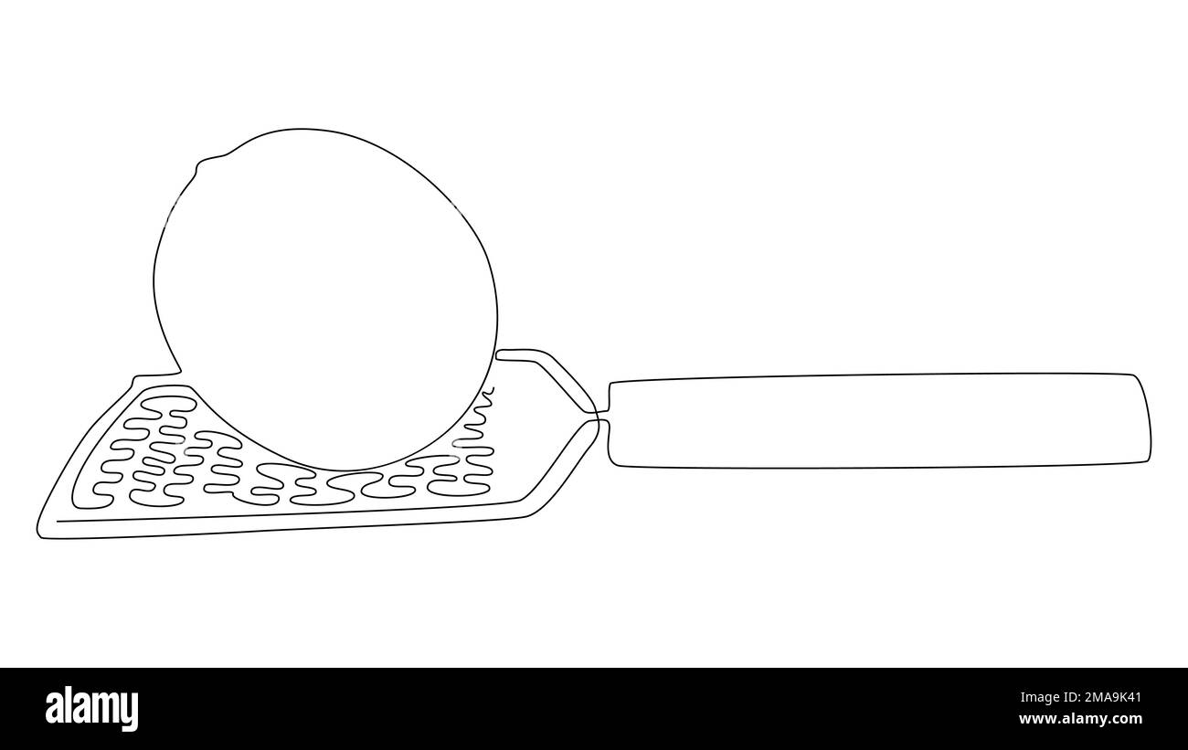 One Continuous Line Of Lemon And Grater Thin Line Illustration Vector Concept Contour Drawing