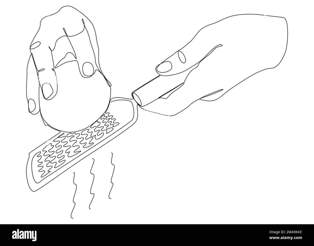 One Continuous Line Of Hand With Lemon And Grater Thin Line Illustration Vector Concept