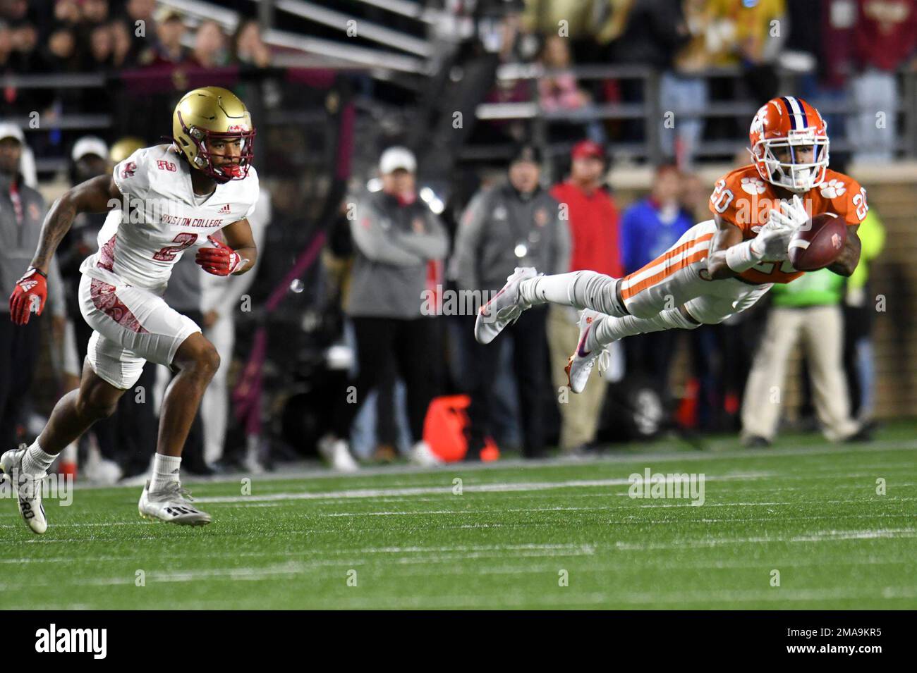 Clemson's Nate Wiggins made an attempt to intercept a pass intended for ...