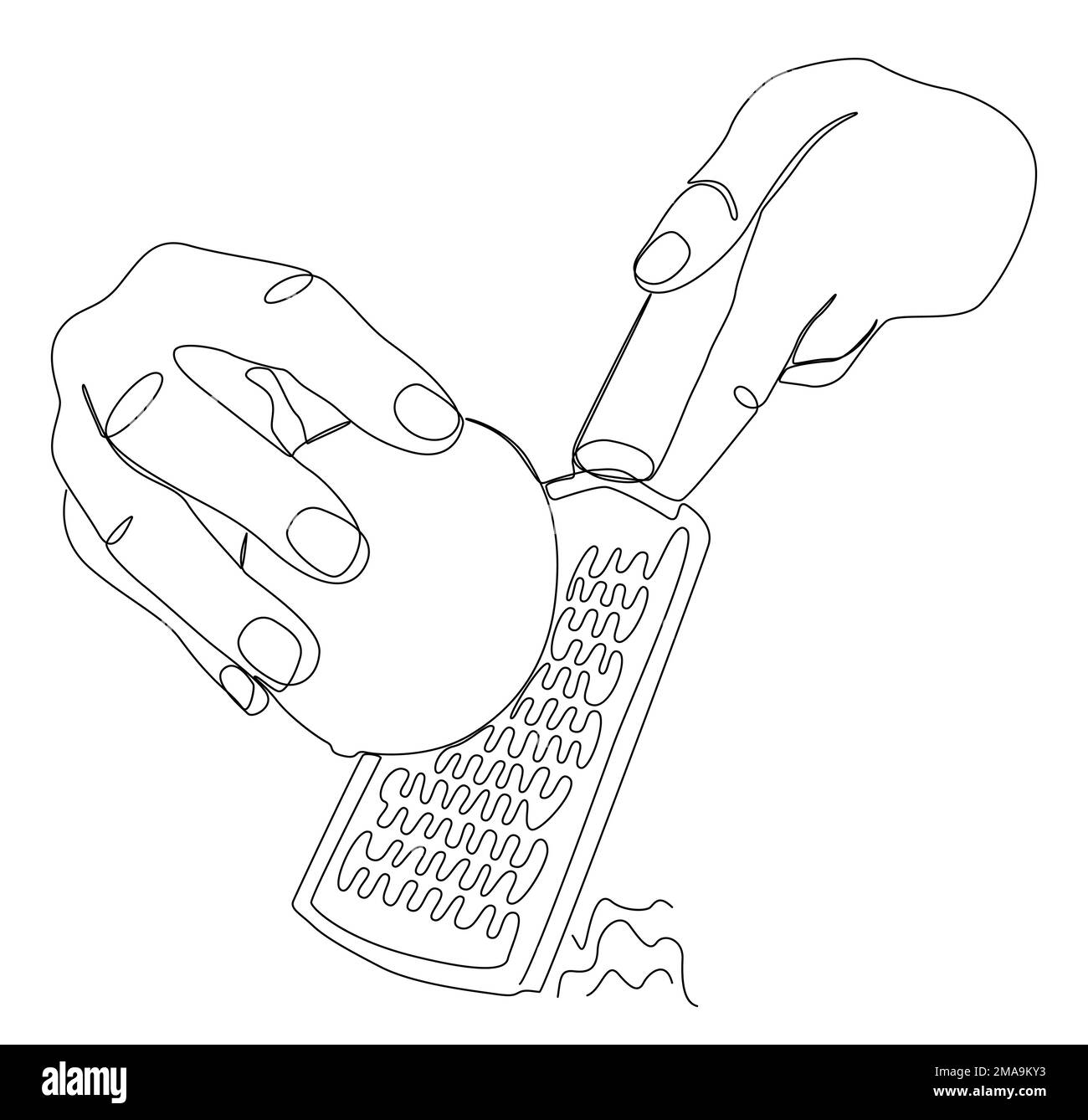 One Continuous Line Of Hand With Lemon And Grater Thin Line Illustration Vector Concept