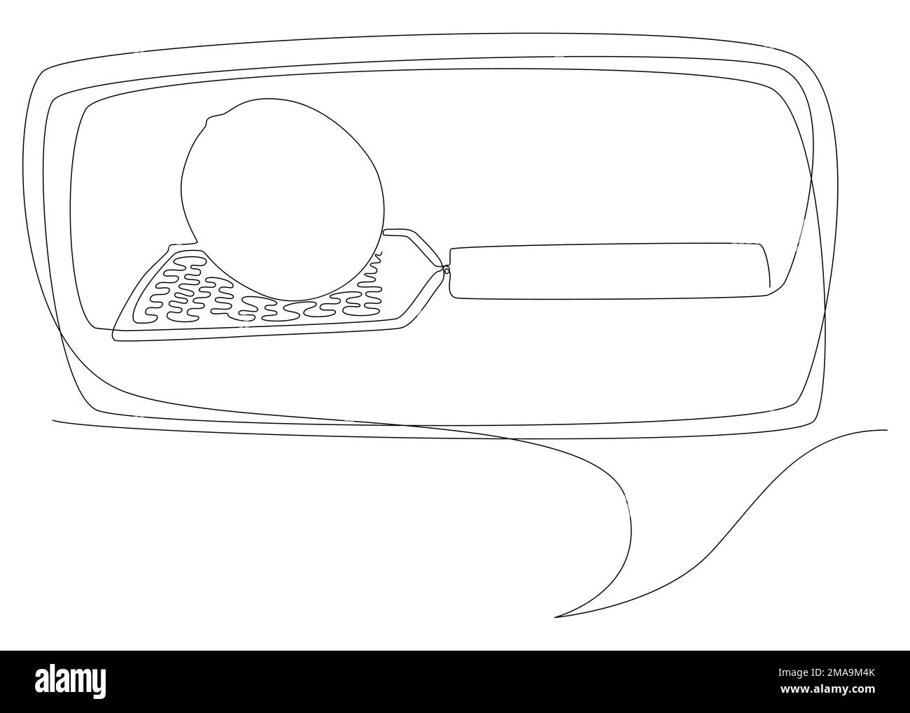 One Continuous Line Of Speech Bubble With Lemon And Grater Thin Line Illustration Vector