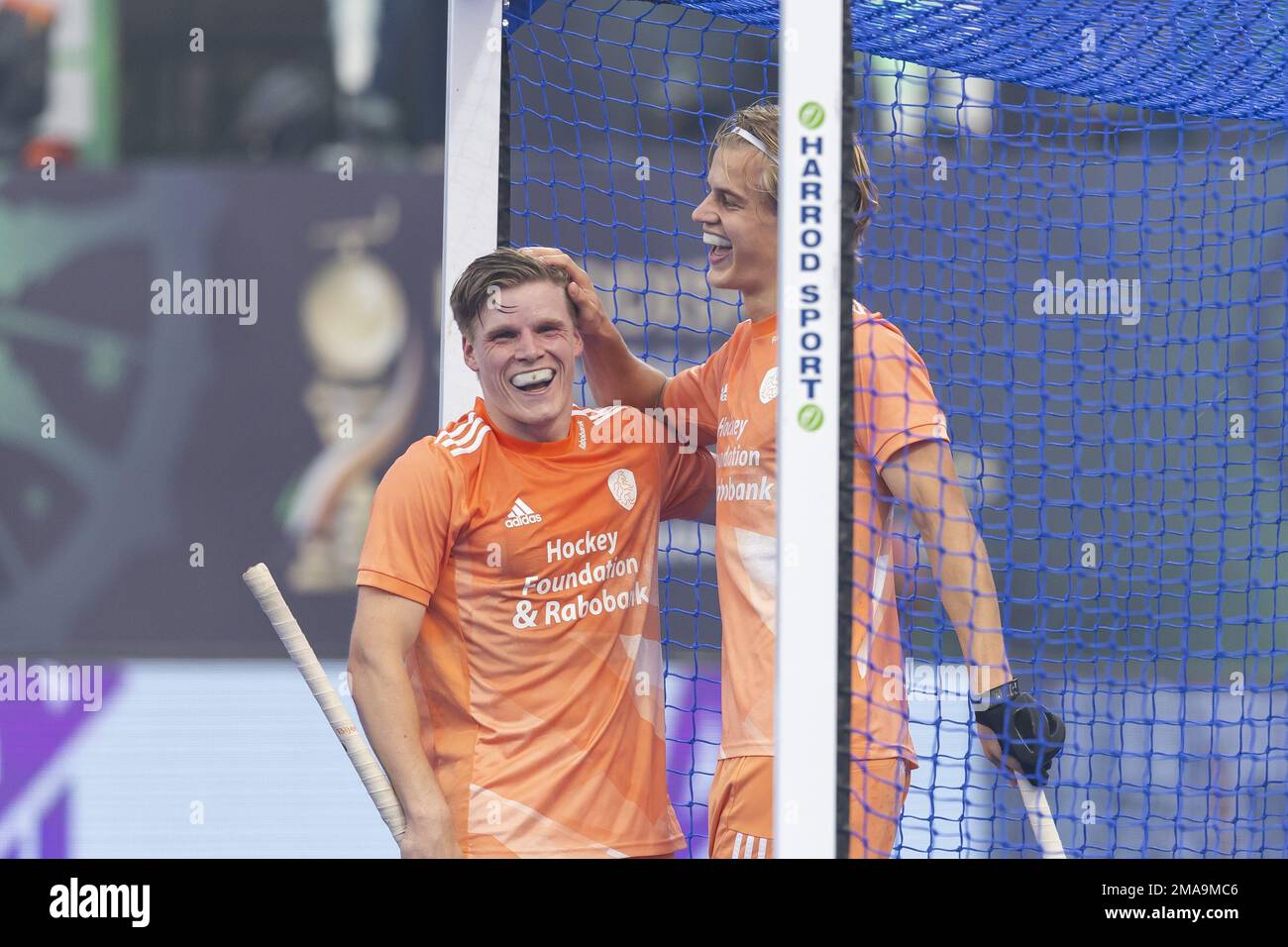 BHUBANESWAR - Justen Blok (NED) scores and celebrates with Koen Bijen ...