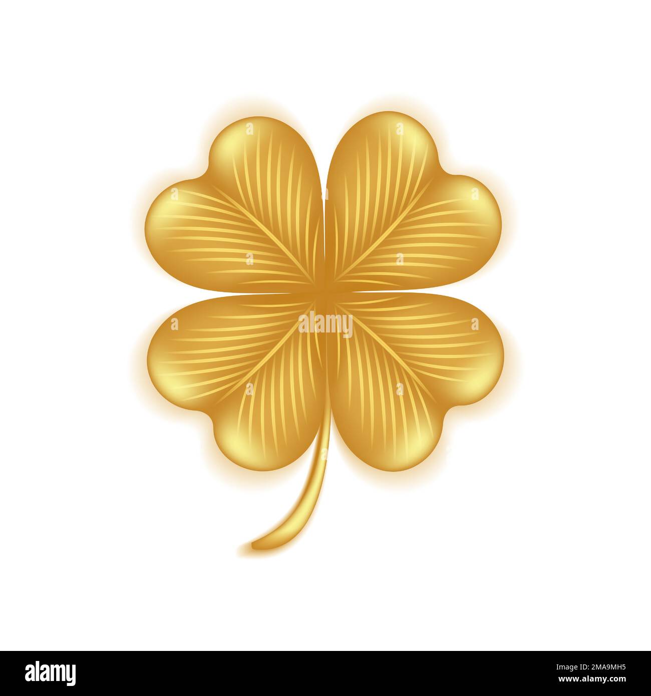 Golden four leaf clover, Irish national symbol for Happy St. Patrick's ...