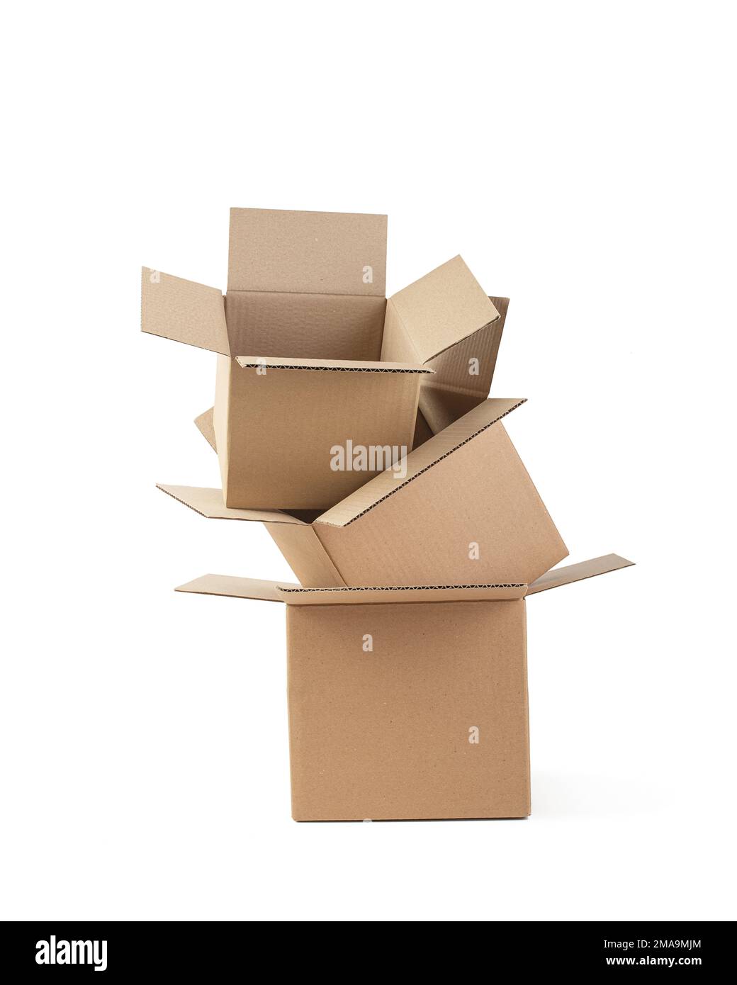 beige cardboard boxes on isolated white background Stock Photo - Alamy