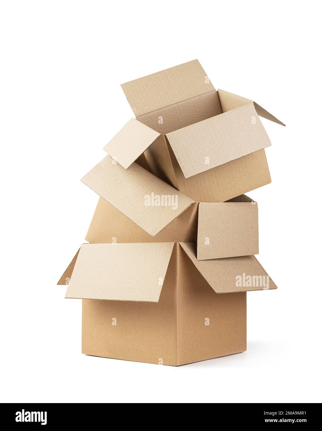 beige cardboard boxes on isolated white background Stock Photo - Alamy