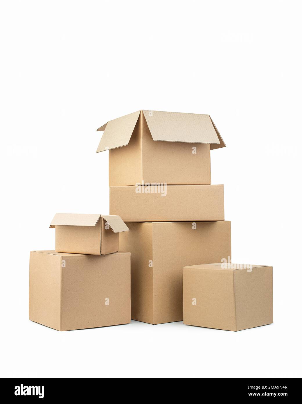 beige cardboard boxes on isolated white background Stock Photo - Alamy