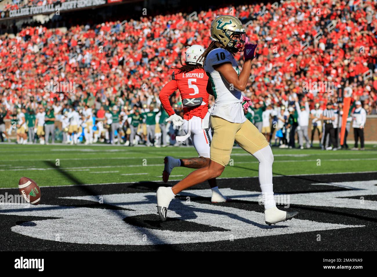 South Florida wide receiver Xavier Weaver (10) gestures towards the ...