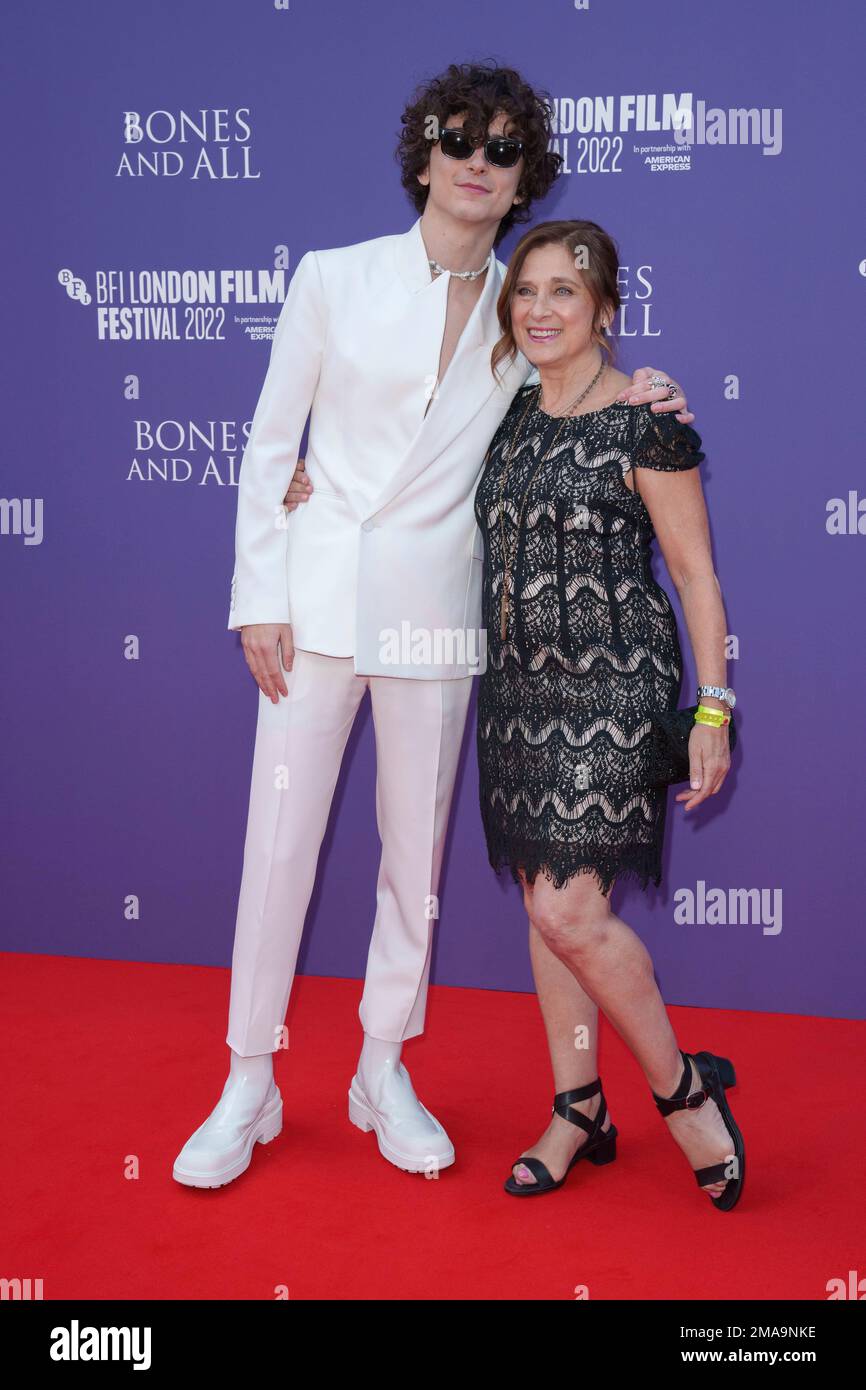 Timothee Chalamet, left, and his mother Nicole Flender pose for ...