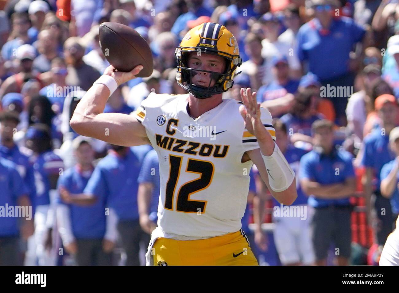 Missouri quarterback Brady Cook (12) throws a pass against Florida ...