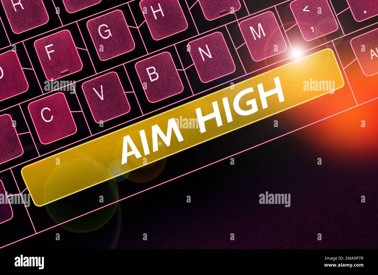 Inspiration showing sign Aim High. Word Written on go for best job ...