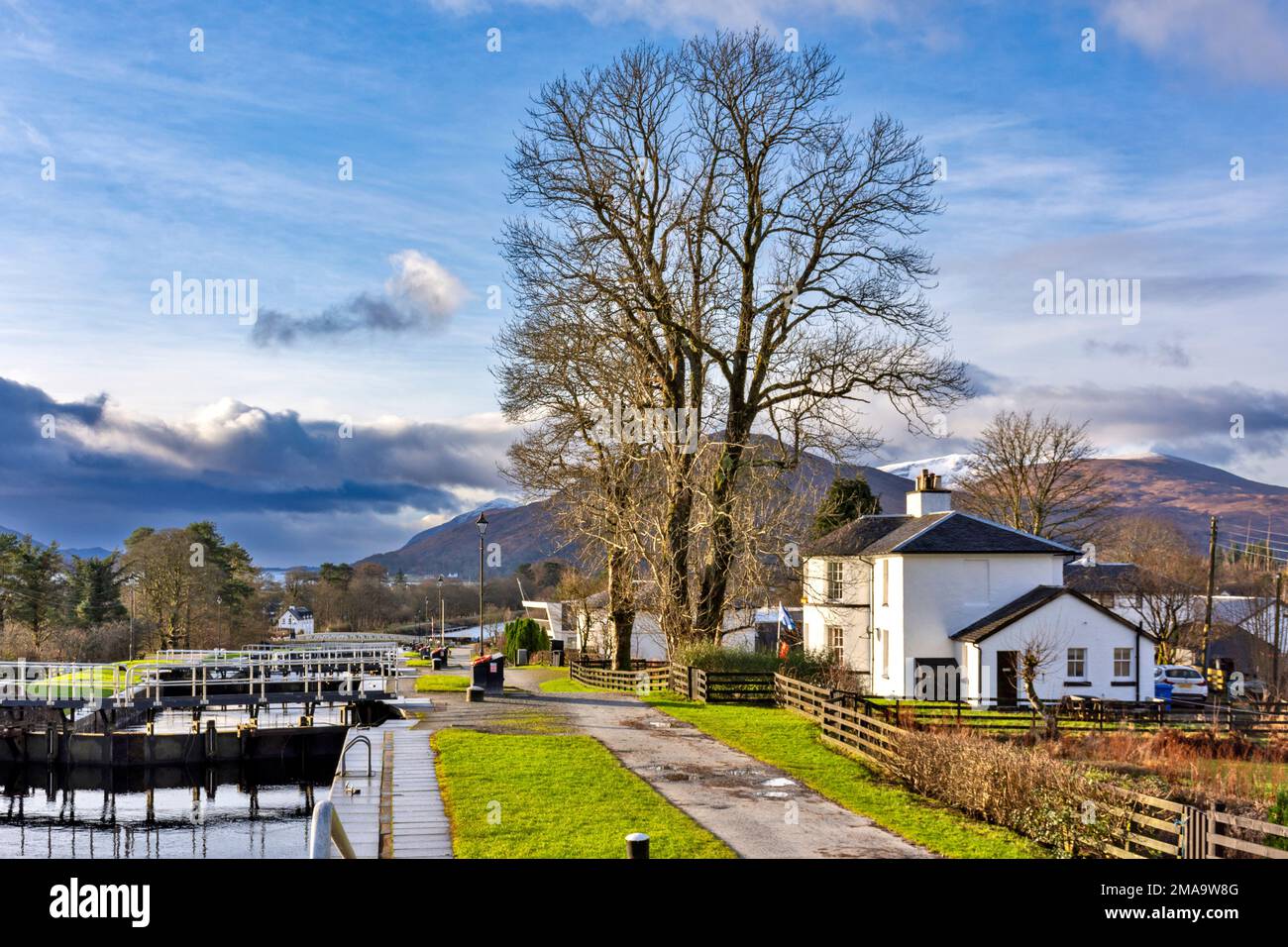 Fort William Scotland Banavie Neptunes Staircase and footpath on a ...