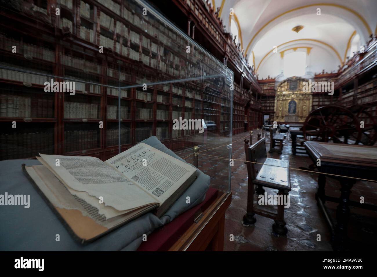 The interior of Palafoxiana library, the oldest public library in the ...