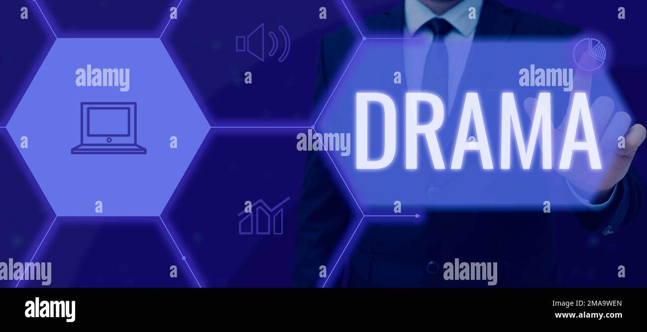 Writing displaying text Drama. Word Written on a state, situation, or ...
