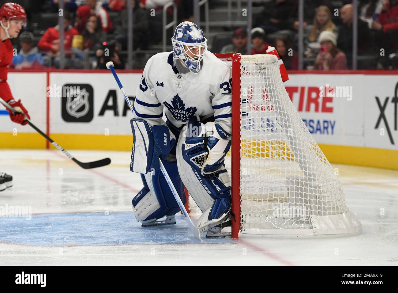 Toronto Maple Leafs goaltender Ilya Samsonov watches from the net during the second period of ...