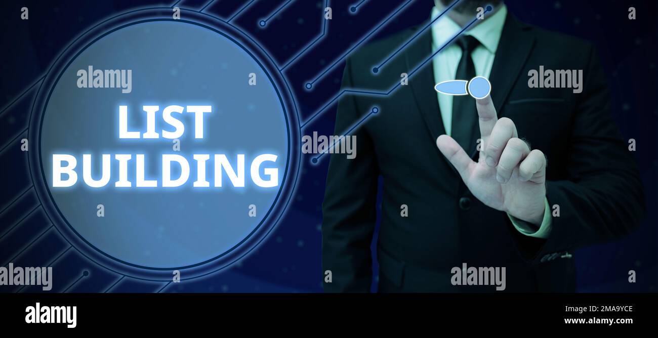 Conceptual display List Building. Business showcase database of people ...