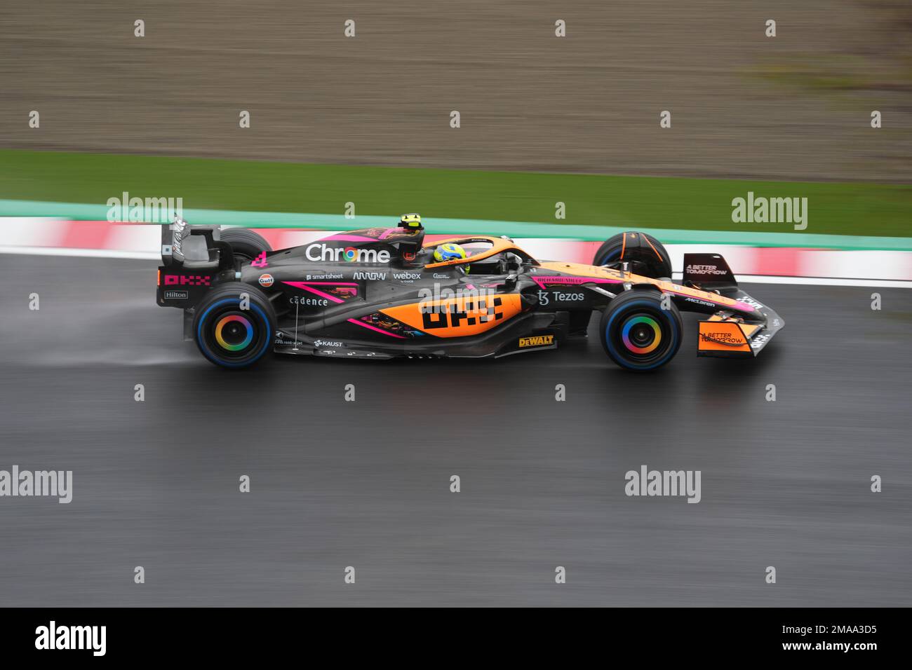 Mclaren driver Lando Norris of Britain powers his car during second ...