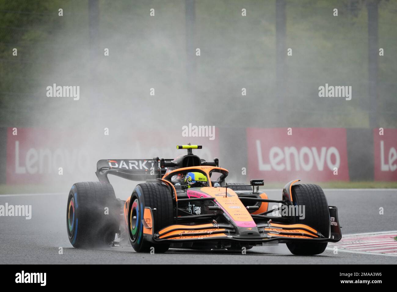 Mclaren driver Lando Norris of Britain powers his car during first ...