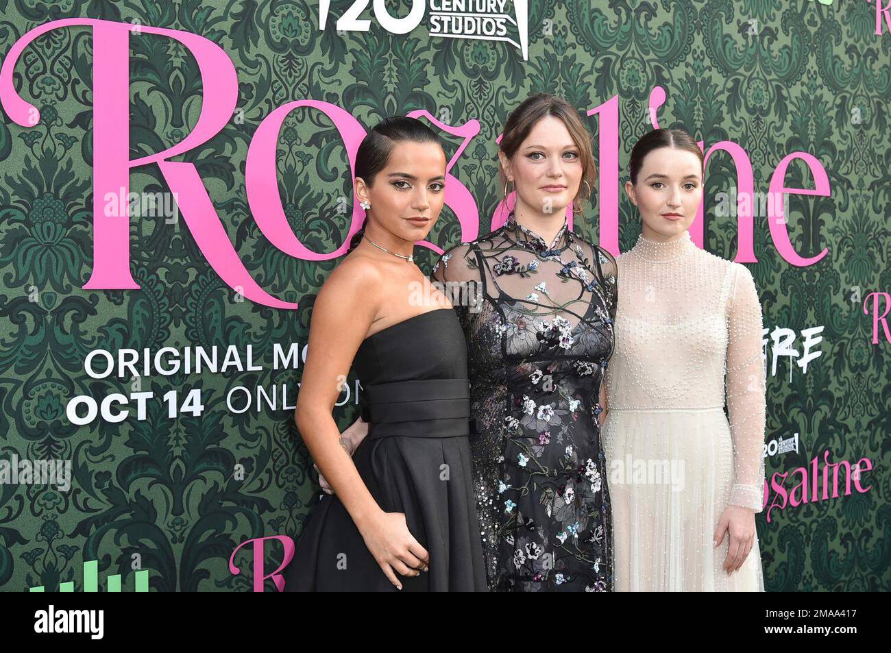 Isabela Merced, from left, Karen Maine and Kaitlyn Dever arrive at the ...