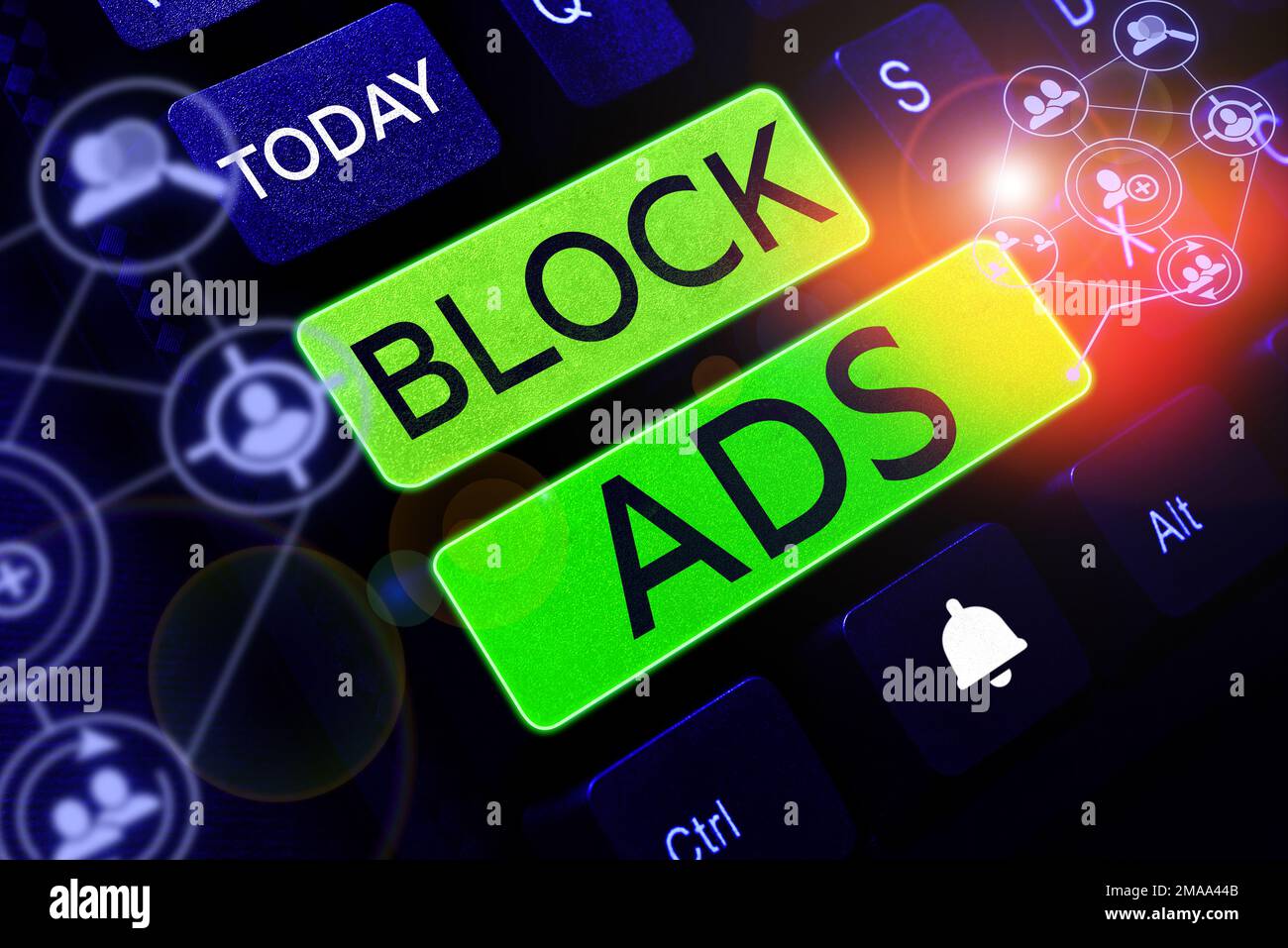 Text caption presenting Block Ads. Business idea program that will ...