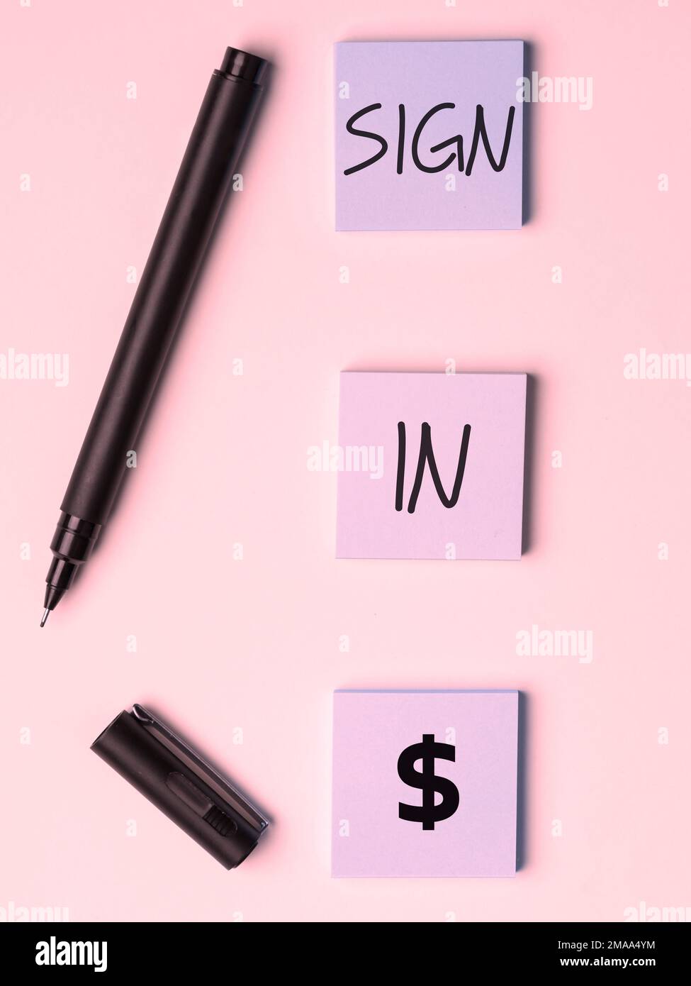 Conceptual caption Sign In. Business idea to write your name on a form ...