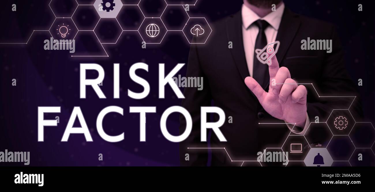 Text caption presenting Risk Factor. Word Written on Something that ...