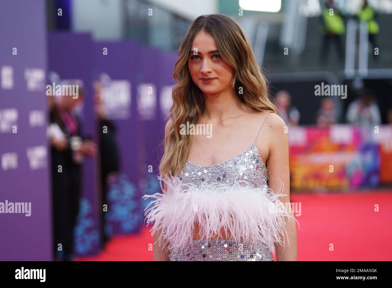 Raffey Cassidy poses for photographers upon arrival for the premiere of the film 'White Noise ...