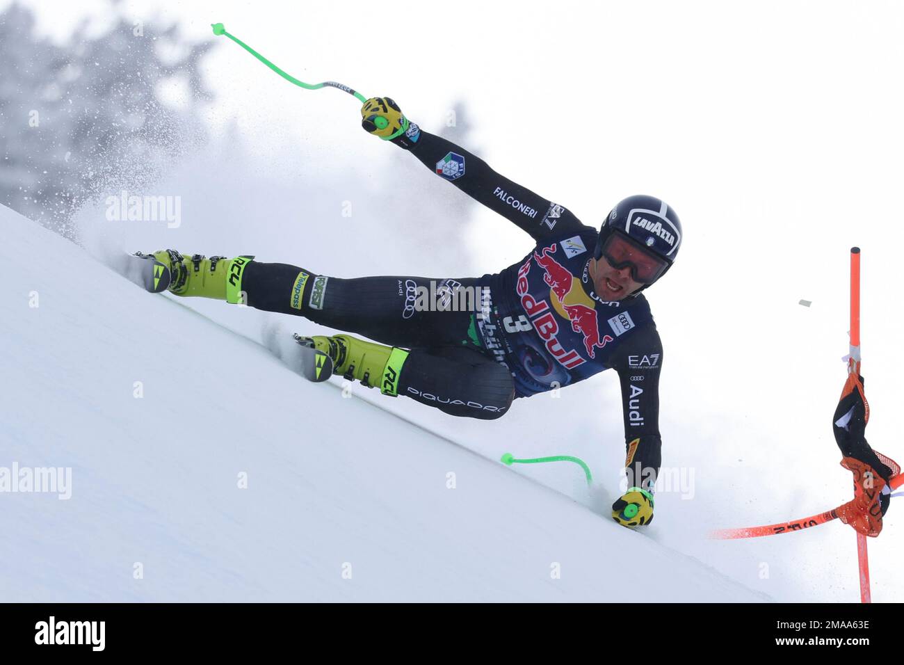 Italy's Matteo Marsaglia speeds down the course during an alpine ski ...