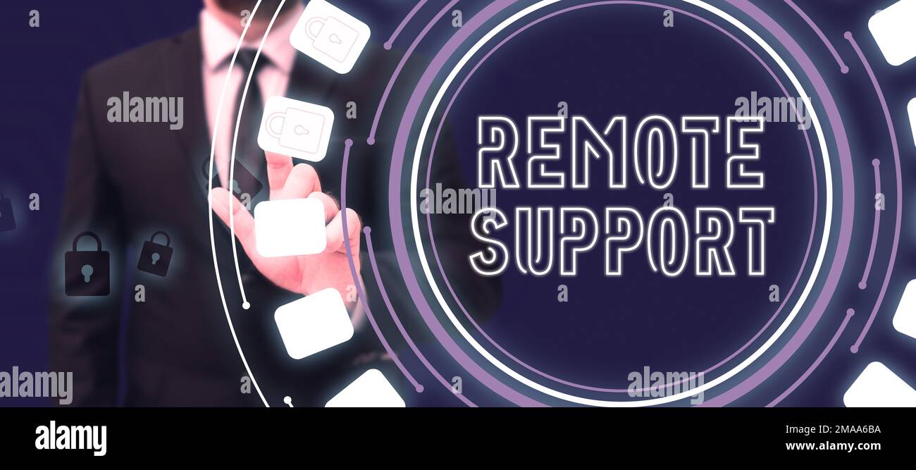Conceptual caption Remote Support. Business overview help end-users to ...