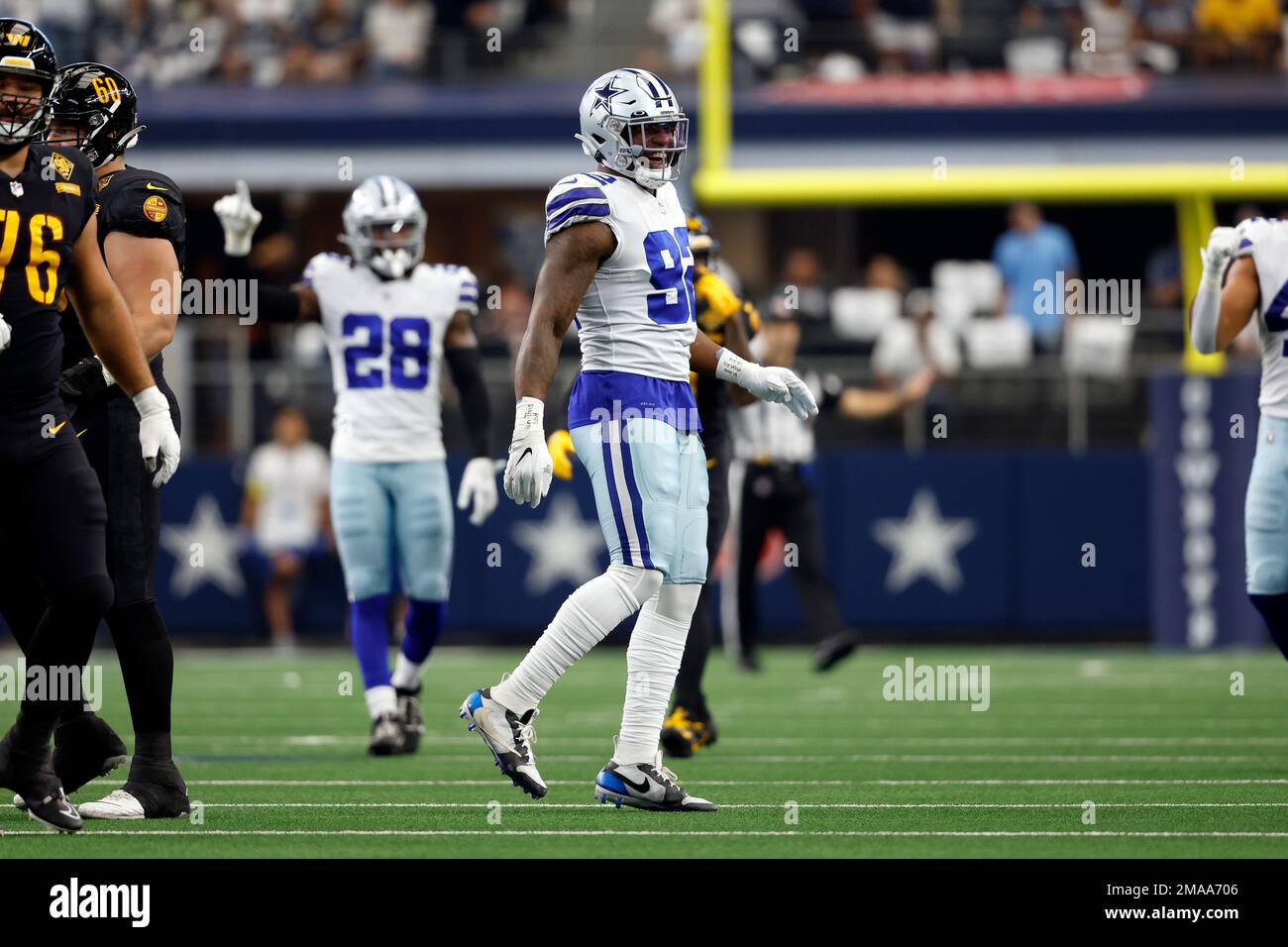 Dallas Cowboys defensive end Dorance Armstrong (92) reacts to a play ...