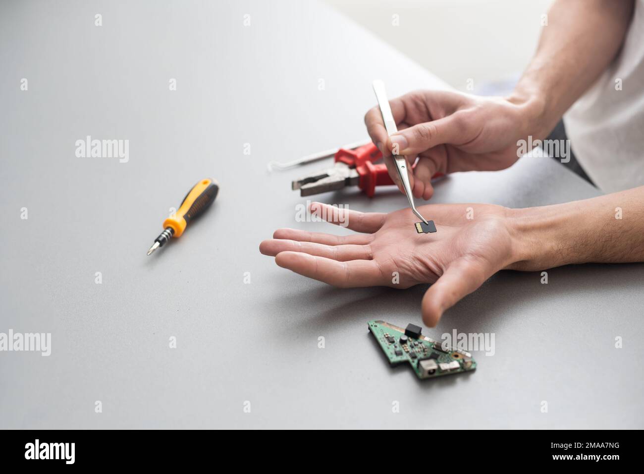Hand with implantation of micro chip. X-Ray view close-up. Chipization ...