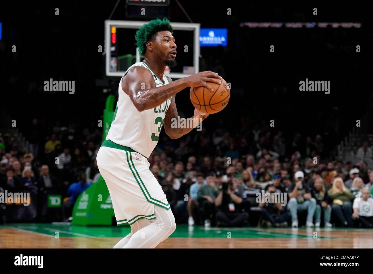 Boston Celtics guard Marcus Smart during an NBA preseason basketball ...