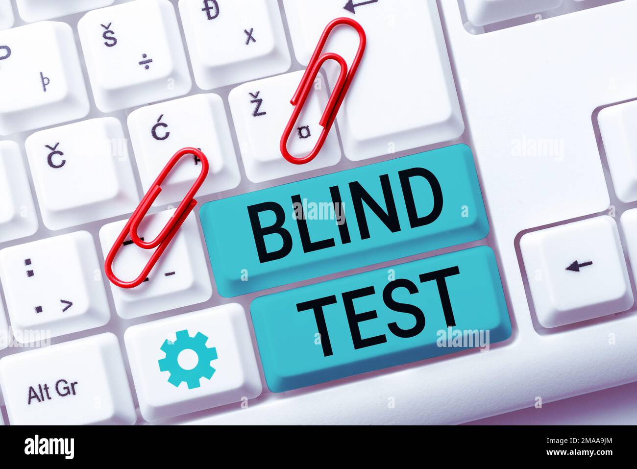 Sign displaying Blind Test. Word Written on Social engagement with a ...