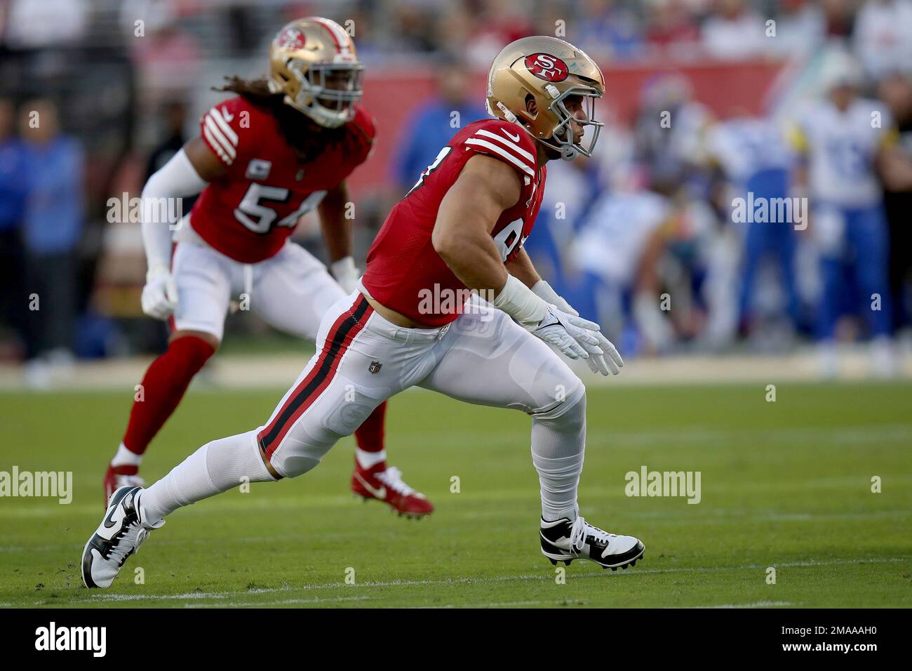 San Francisco 49ers defensive end Nick Bosa (97) rushes during an NFL ...