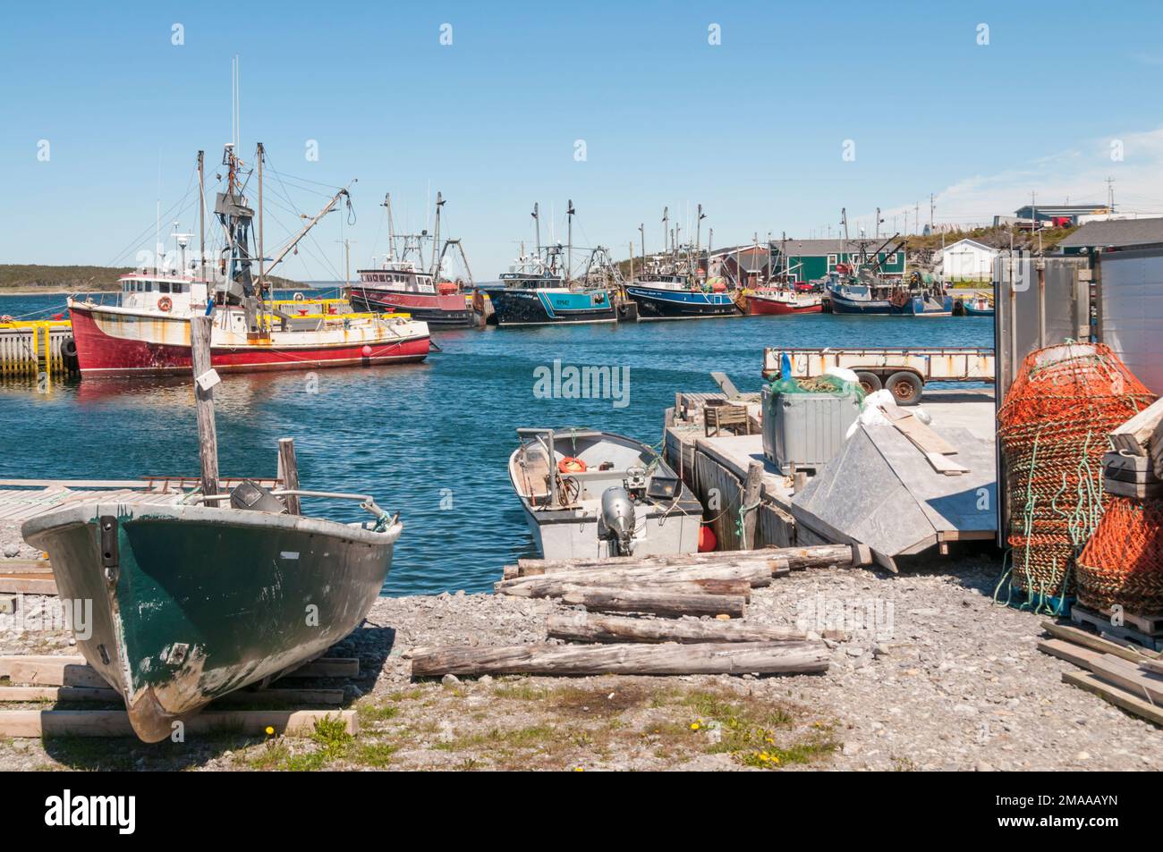 Fishing boats in harbour at Back Arm Road, Port au Choix, Newfoundland ...