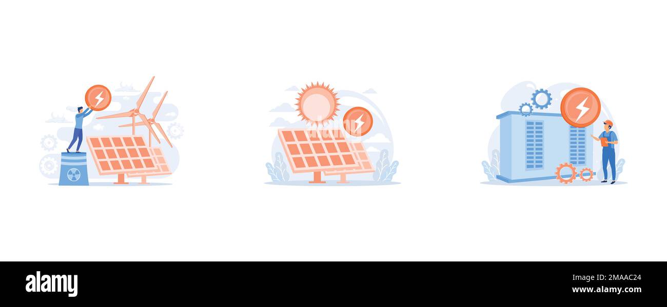 Atomic reactor, windmill and solar battery, energy production, Solar ...