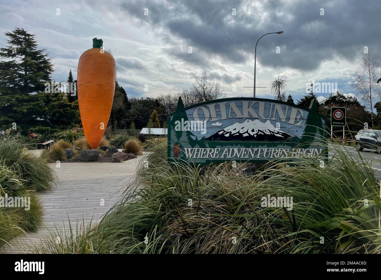 This photo shows the village of Ohakune, near Mt. Ruapehu, New Zealand ...