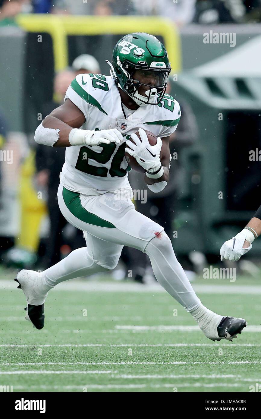 New York Jets running back Breece Hall (20) in action against the ...