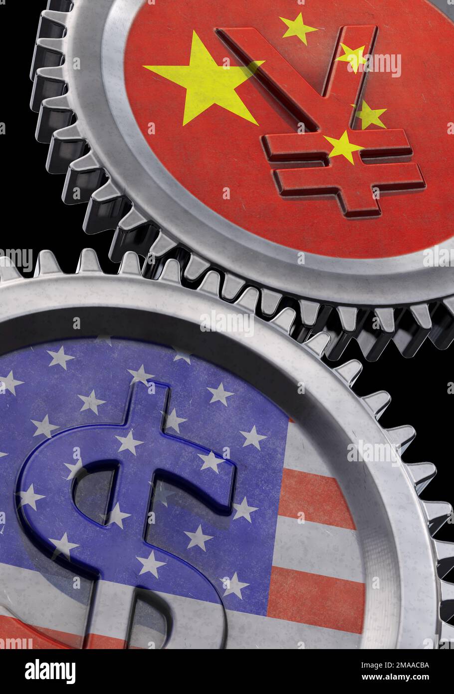 Economic dependency between USA and China, portrait format Stock Photo ...