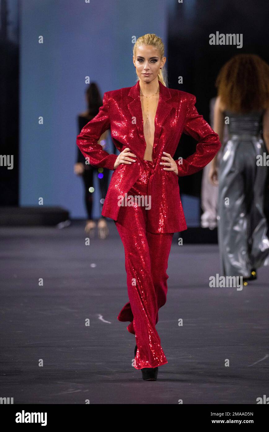 A model wears a creation for the L'Oreal ready-to-wear Spring/Summer ...